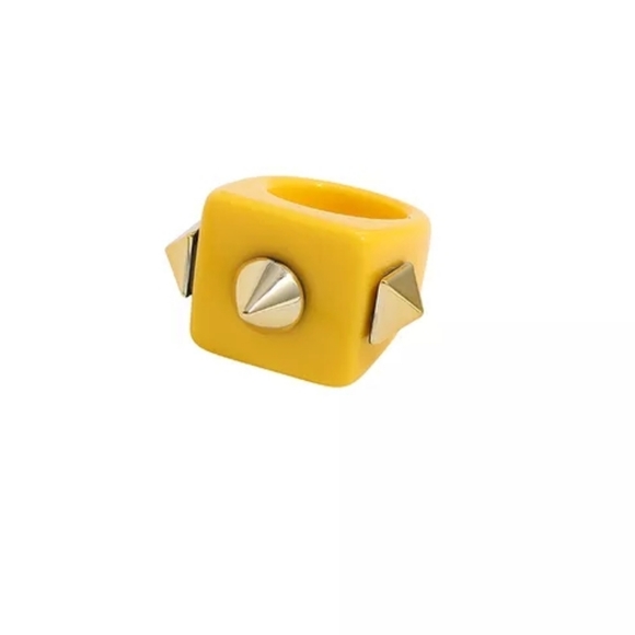 Jewelry | Spike Pyramid Stud Yellow Resin Ring | Poshmark